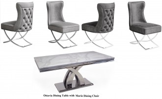 Ottavia 200cm Rect. White Marble Dining Table + Maria Chairs - Tables ...