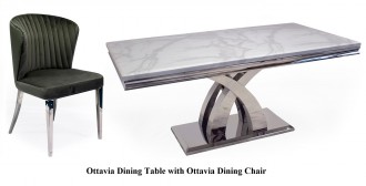 Ottavia 200cm Rect. White Marble Dining Table + Chairs - Tables ...