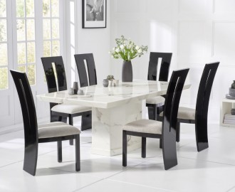 Como 200cm White Marble Dining Table with Valencie Chairs - Tables ...