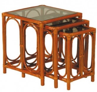 Cane Nest Of 3 Glass Topped Tables - Storage Boxes | ConstructionAREA.co.uk